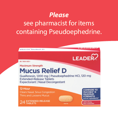 Cardinal-LEADER™ PSE Signage Compare to Mucinex Shelf Talkers